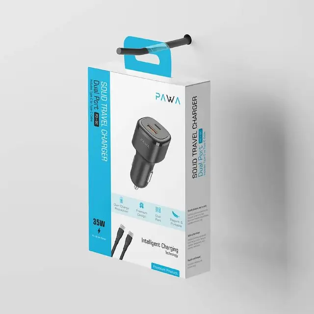 شارژر فندکی خودرو 48W پاوا Pawa مدل PW-CC48QCT به همراه کابل تایپ C ...